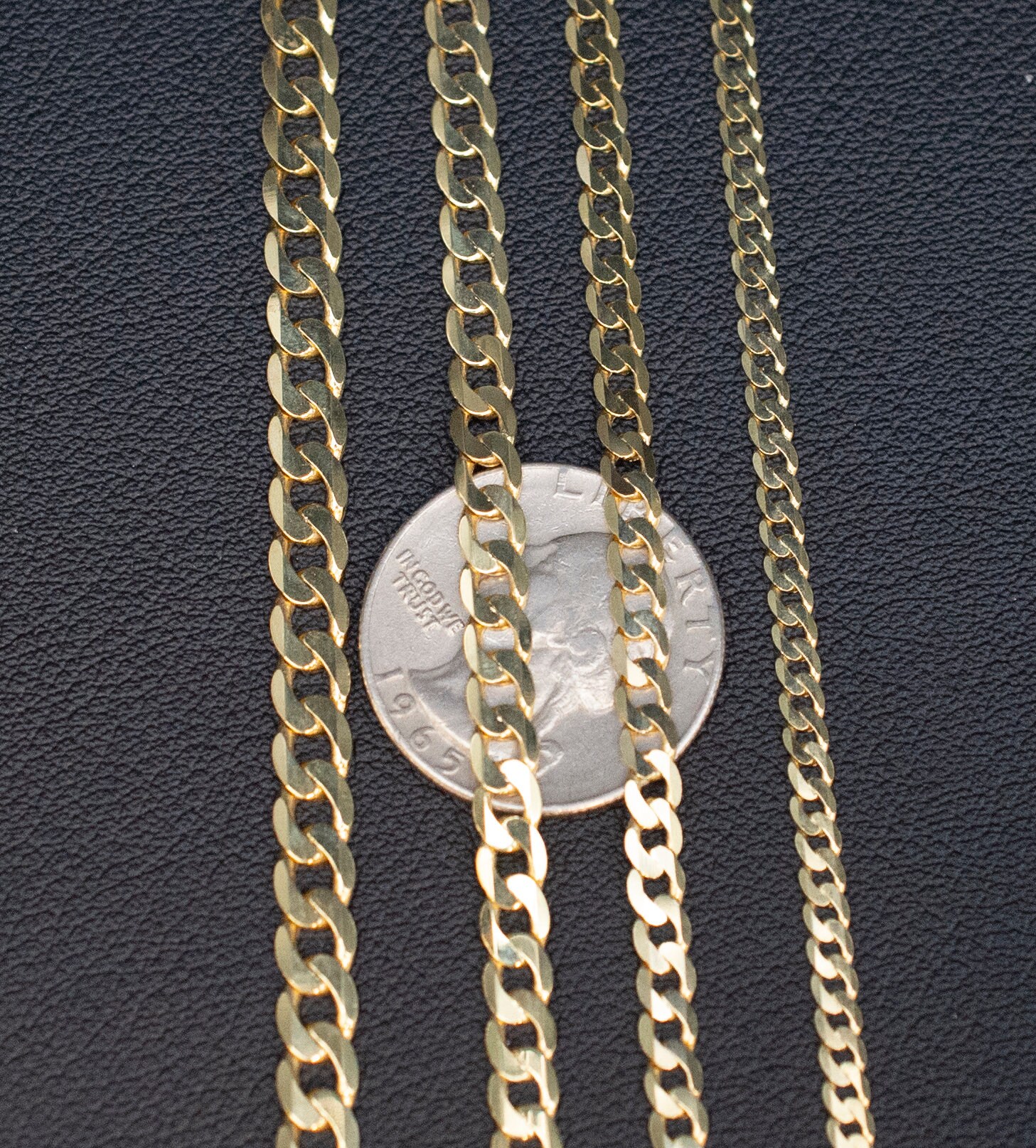 10K Real SOLID Gold Cuban Curb Link Chain, 3mm-5.2mm SOLID Cuban Curb ...