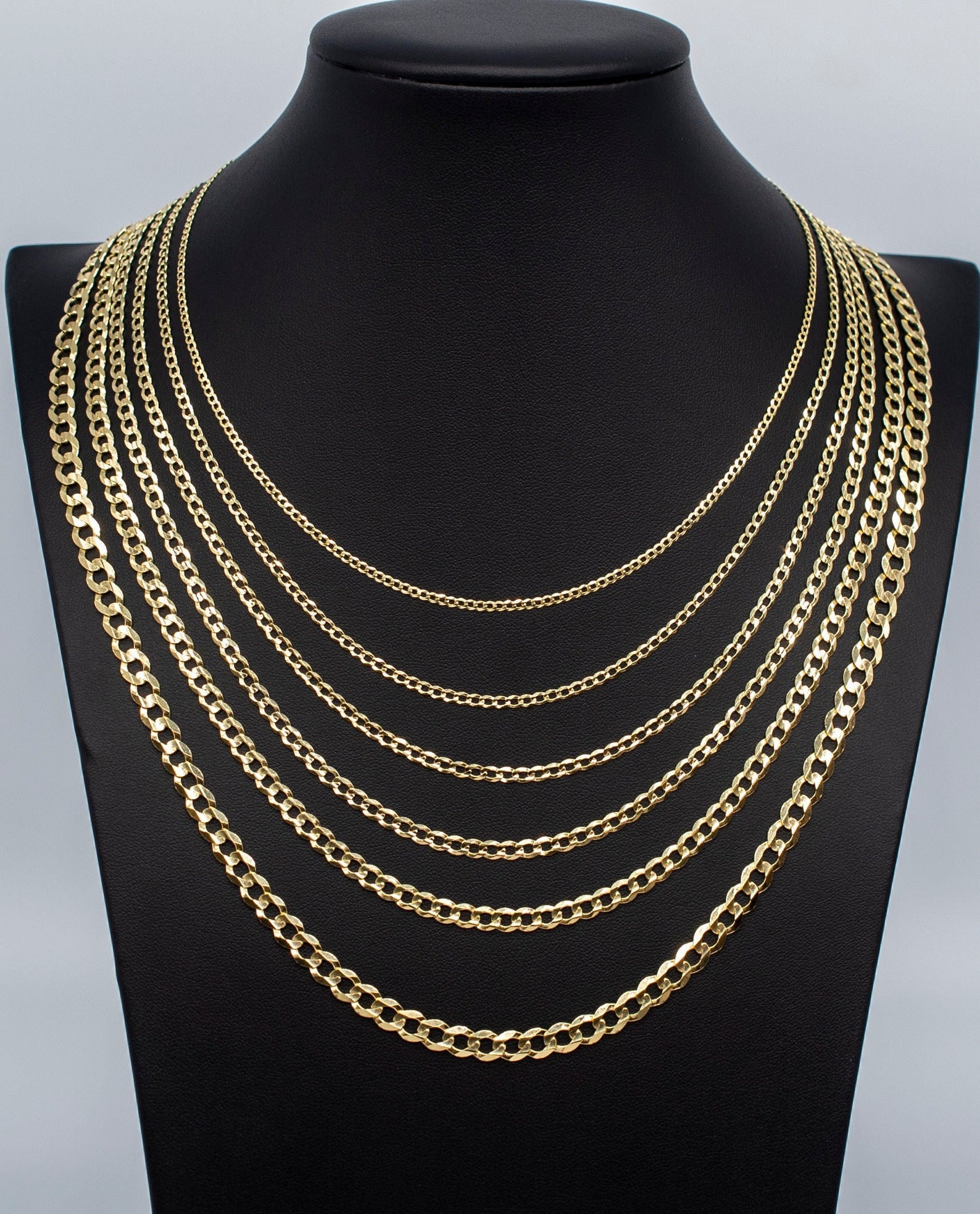 14K Real SOLID Gold Cuban Curb Link Chain 1.5mm-5.8mm SOLID - Etsy