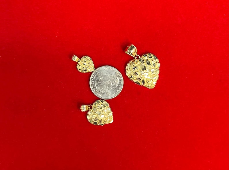 10k Real Solid Gold Heart Shape Nugget Pendant, 10k Nugget Pendant ...