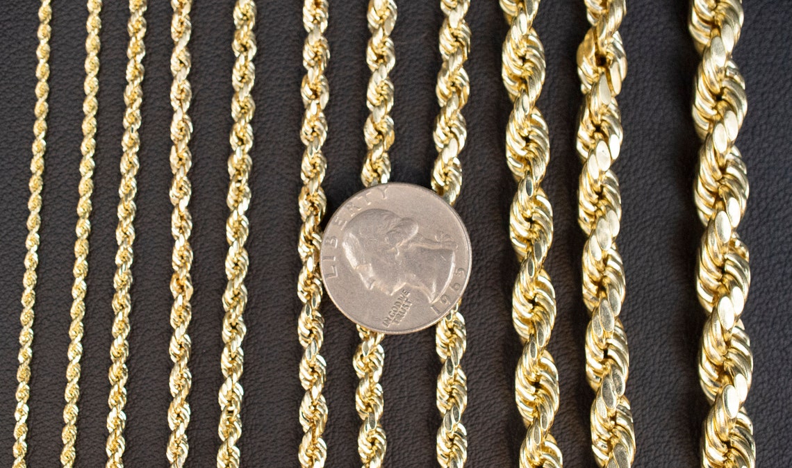 10K Gold Rope Chain Gold Rope Chain Bracelet 3mm 3.6mm 4mm - Etsy