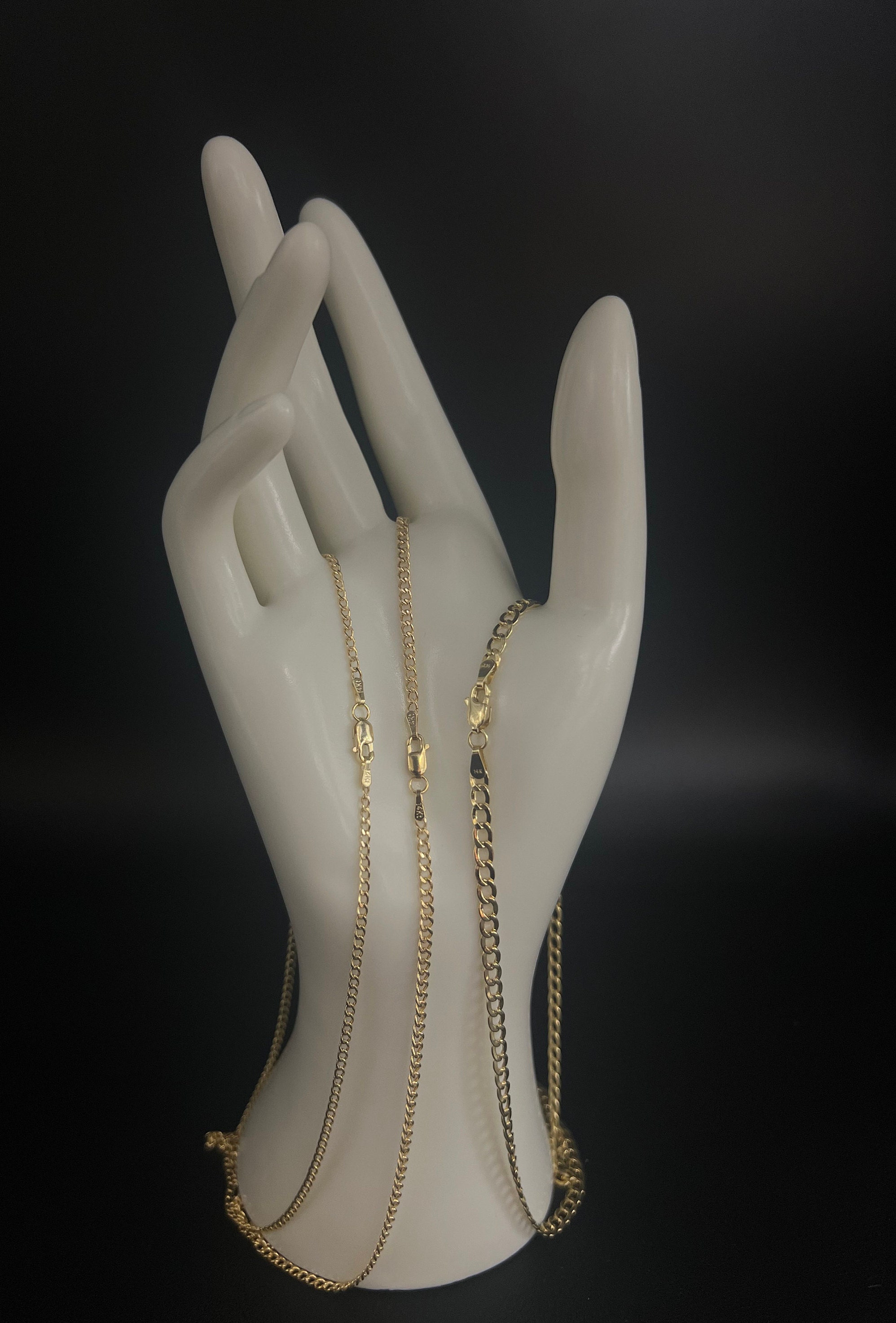 14K Real Gold Cuban Curb Link Chain, 2mm-9.8mm Cuban Curb Chain,14k ...