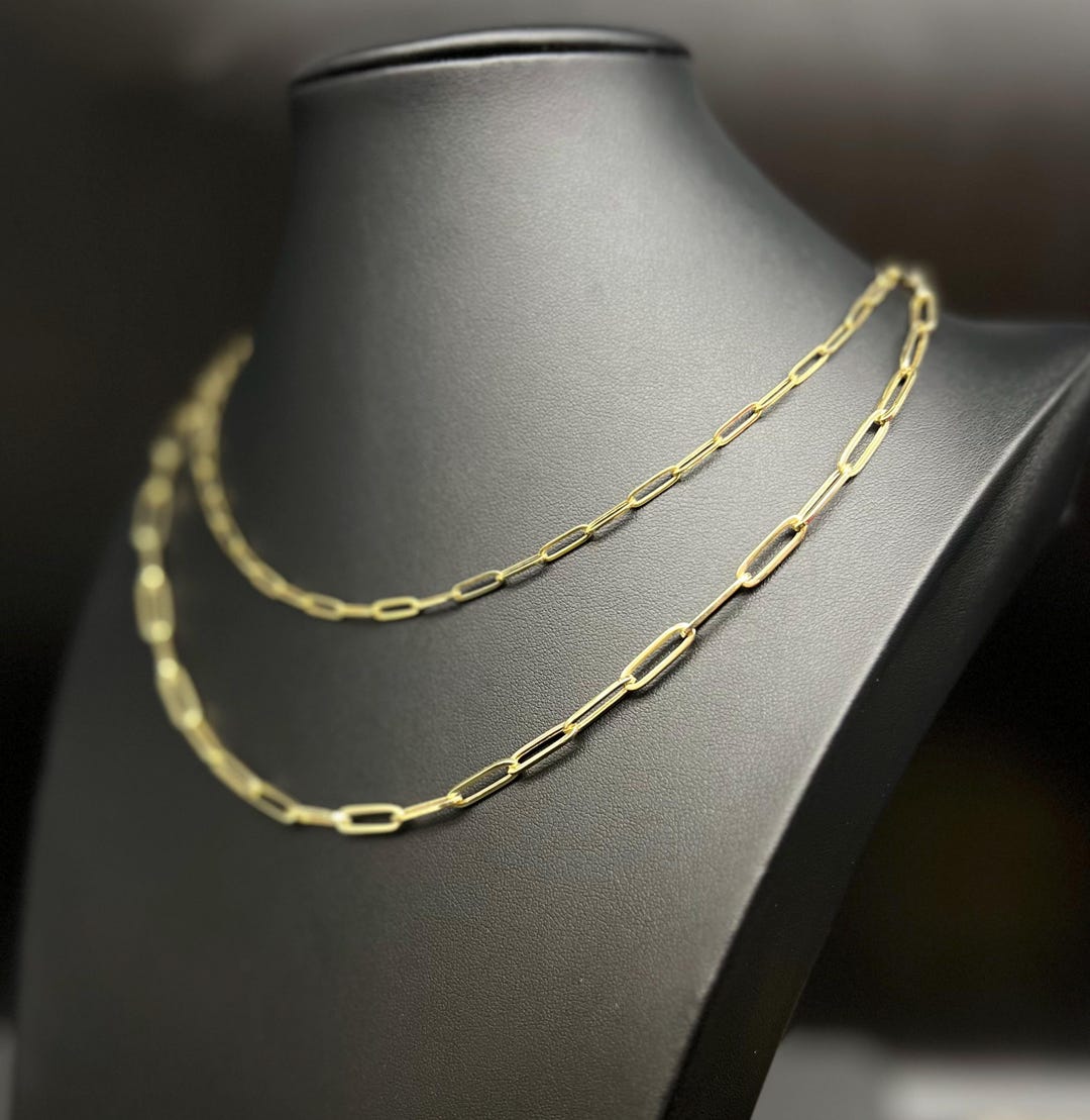 10K Real Yellow Gold Paperclip Chain Necklace and Bracelet,10k 2.3mm ...