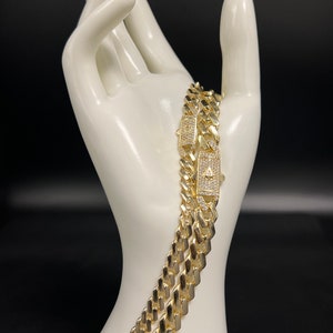14k Real Gold Miami Cuban Link Chain With Zirconia Box Lock Necklace ...
