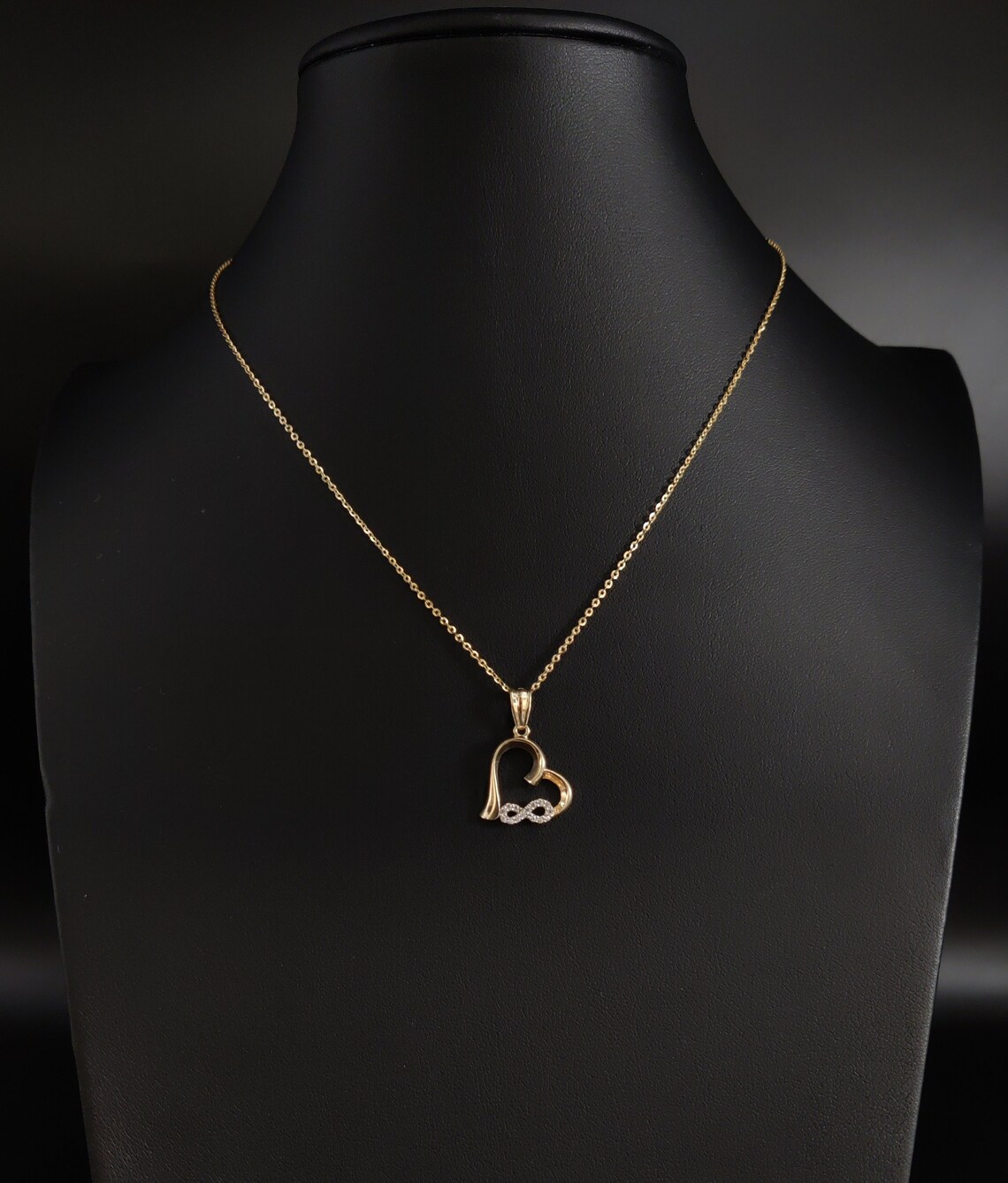 14k Real Gold Infinity Heart Necklace,14k Real SOLID Gold Infinity ...