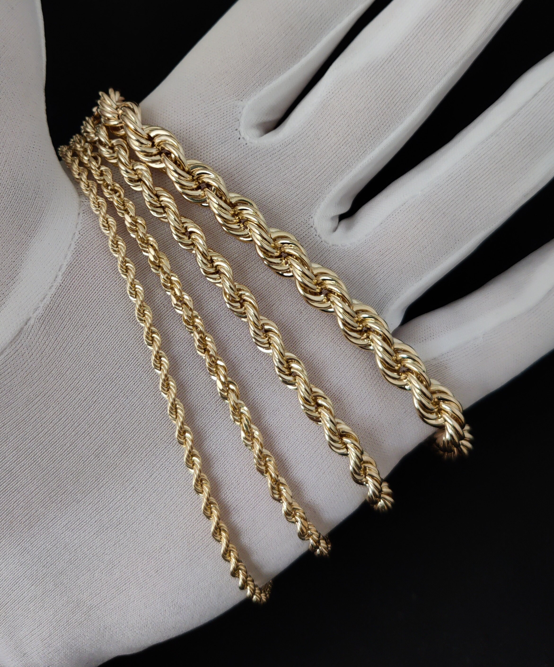 14K Gold Rope Chain Gold Rope Chain Bracelet 3mm 4mm 6mm - Etsy
