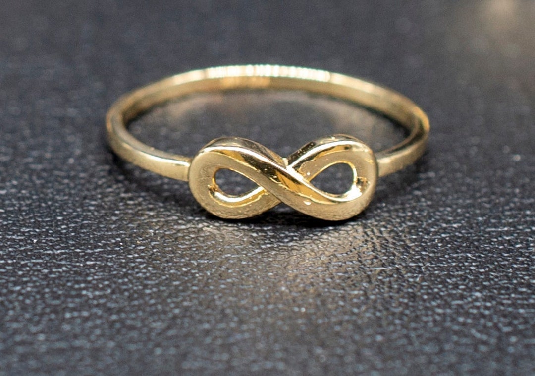 10k Real Solid Yellow Gold Infinity Ring, 10k Solid Gold Women Dainty ...