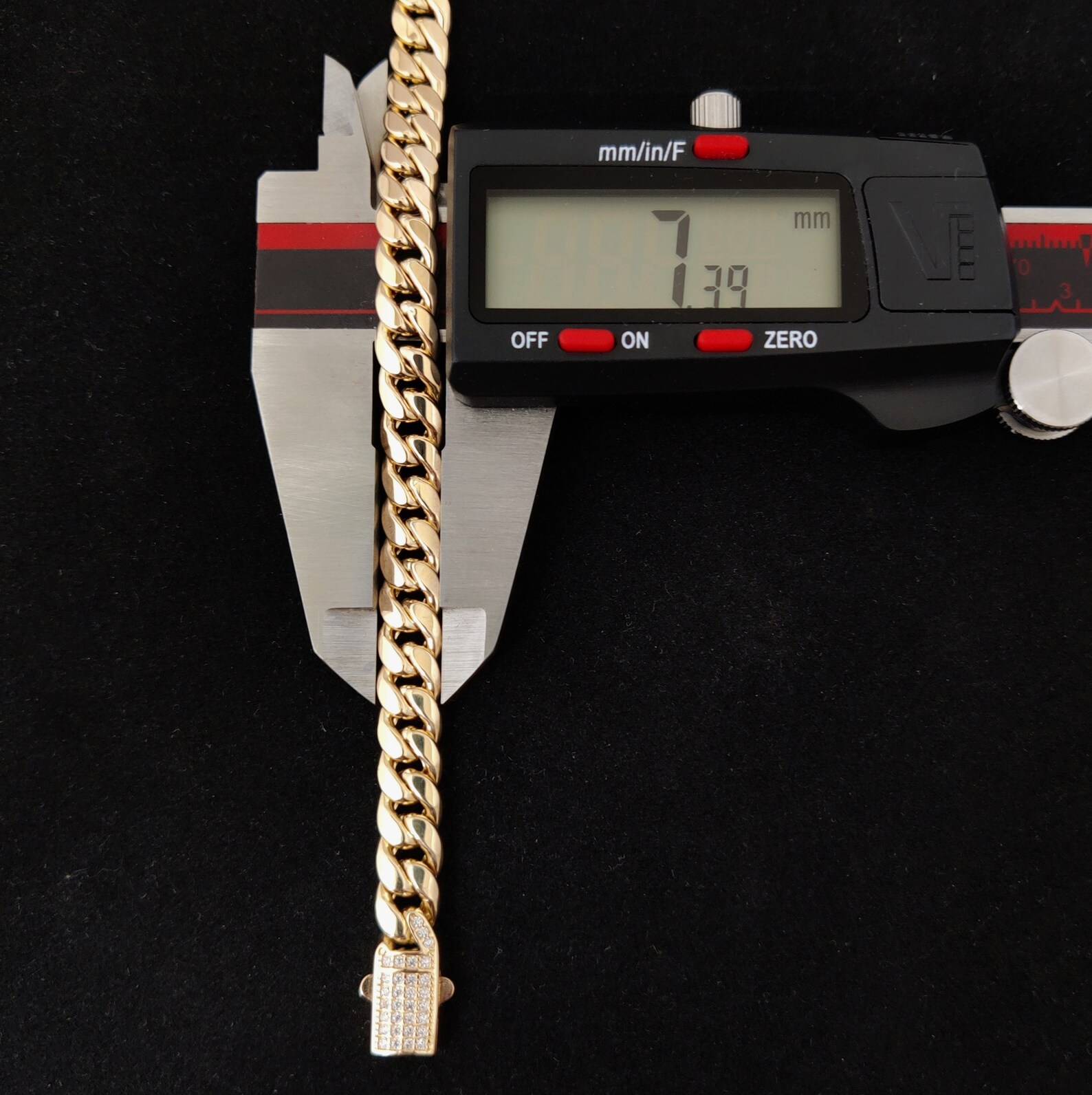 14k Real Gold Miami Cuban Link Chain With Zirconia Box Lock - Etsy