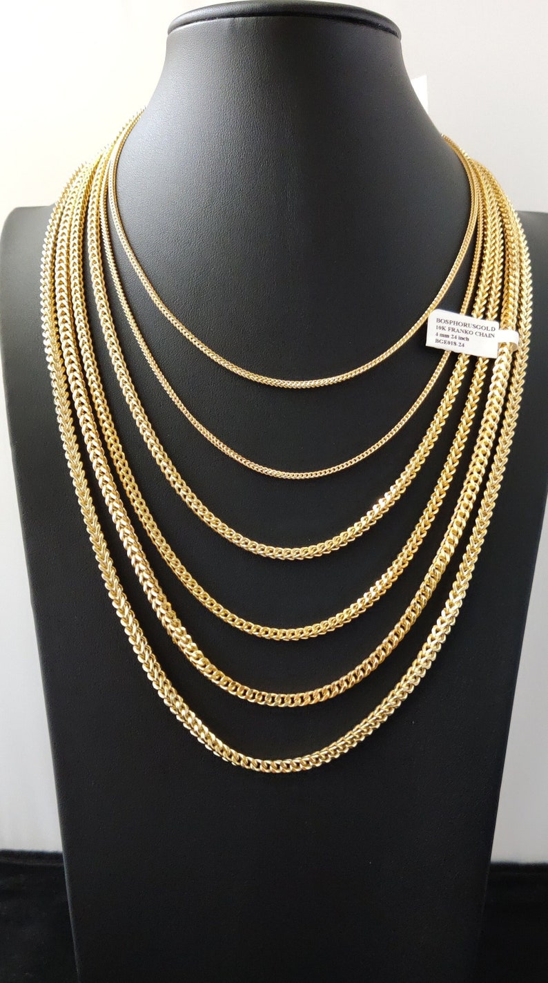 10K Real Semi Solid Gold Franco Chain Necklace and Bracelets - Etsy