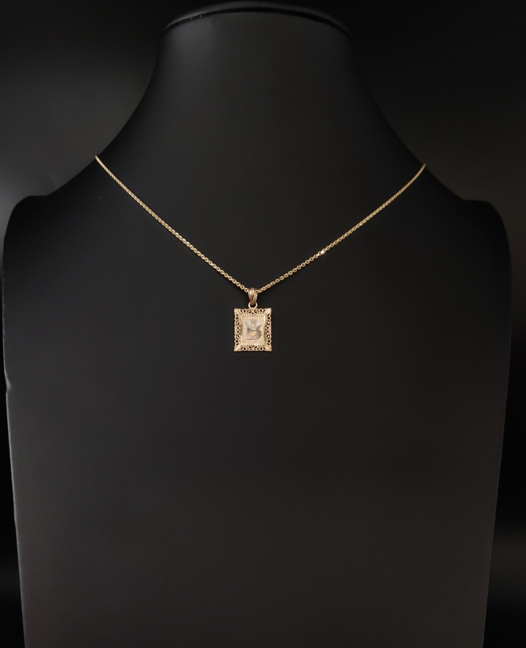 10k Real Solid Gold Initial Necklace, With 10k 1.3mm Solid Gold Cable ...
