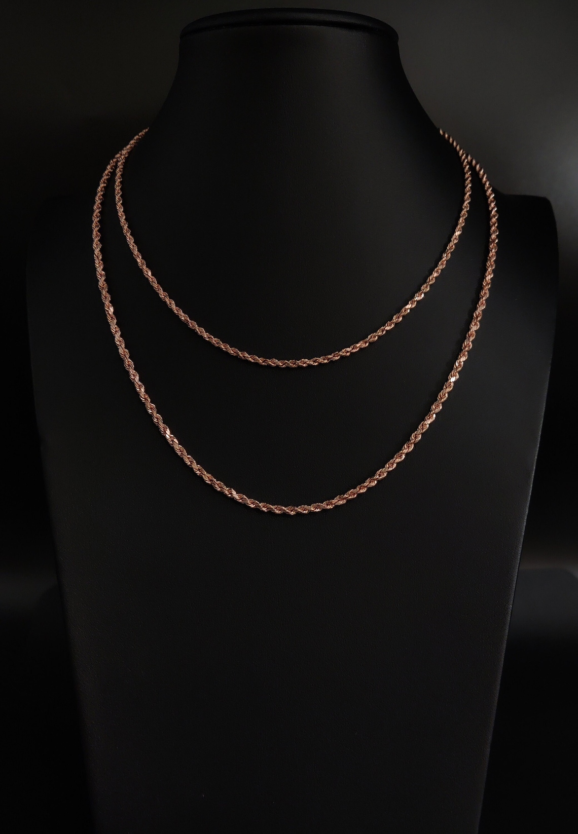 10K Rose Gold Rope Chain 10k Real Rose Gold 2.6mm and 3.2mm - Etsy