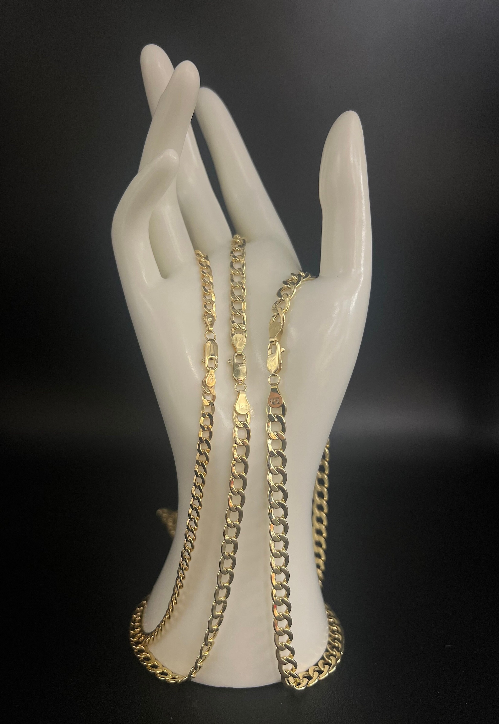 14K Real Gold Cuban Curb Link Chain, 2mm-9.8mm Cuban Curb Chain,14k ...