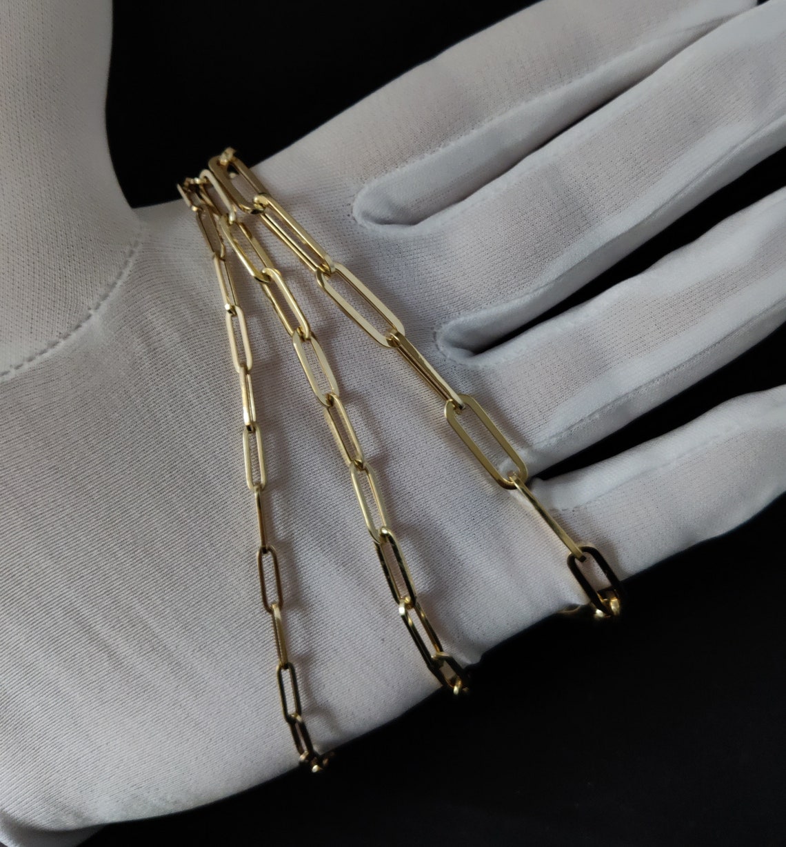 14k Yellow Gold Fancy Paperclip Chain Necklace Bracelet 2.8mm - Etsy