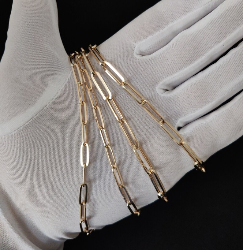 14k Yellow Gold Fancy Paperclip Chain Necklace Bracelet 2.8mm - Etsy