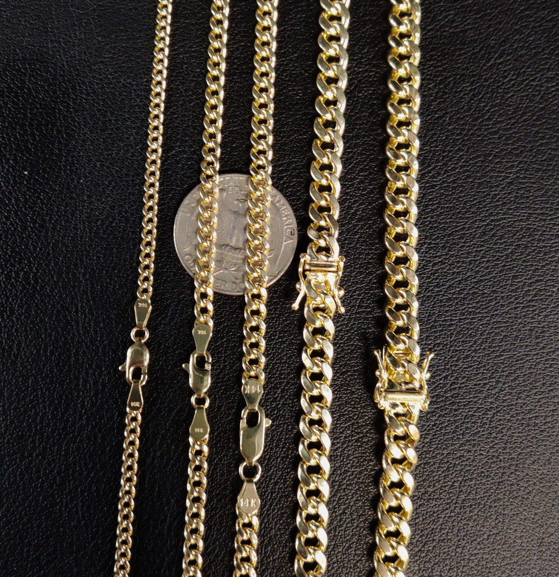 14k Real Gold Miami Cuban Link Chain Necklace 3mm 6.8mm - Etsy