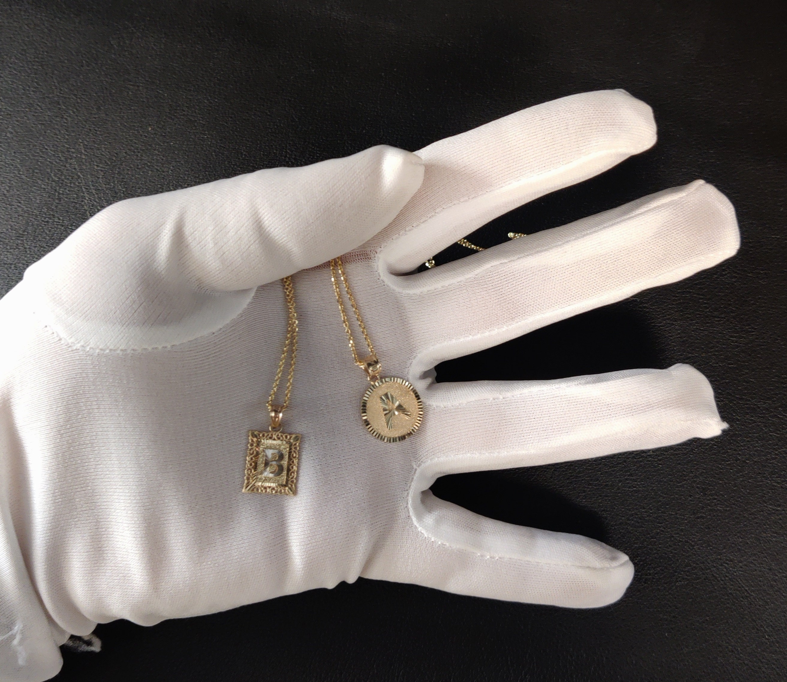 10k Real Solid Gold Initial Necklace With 10k 1.3mm Solid - Etsy