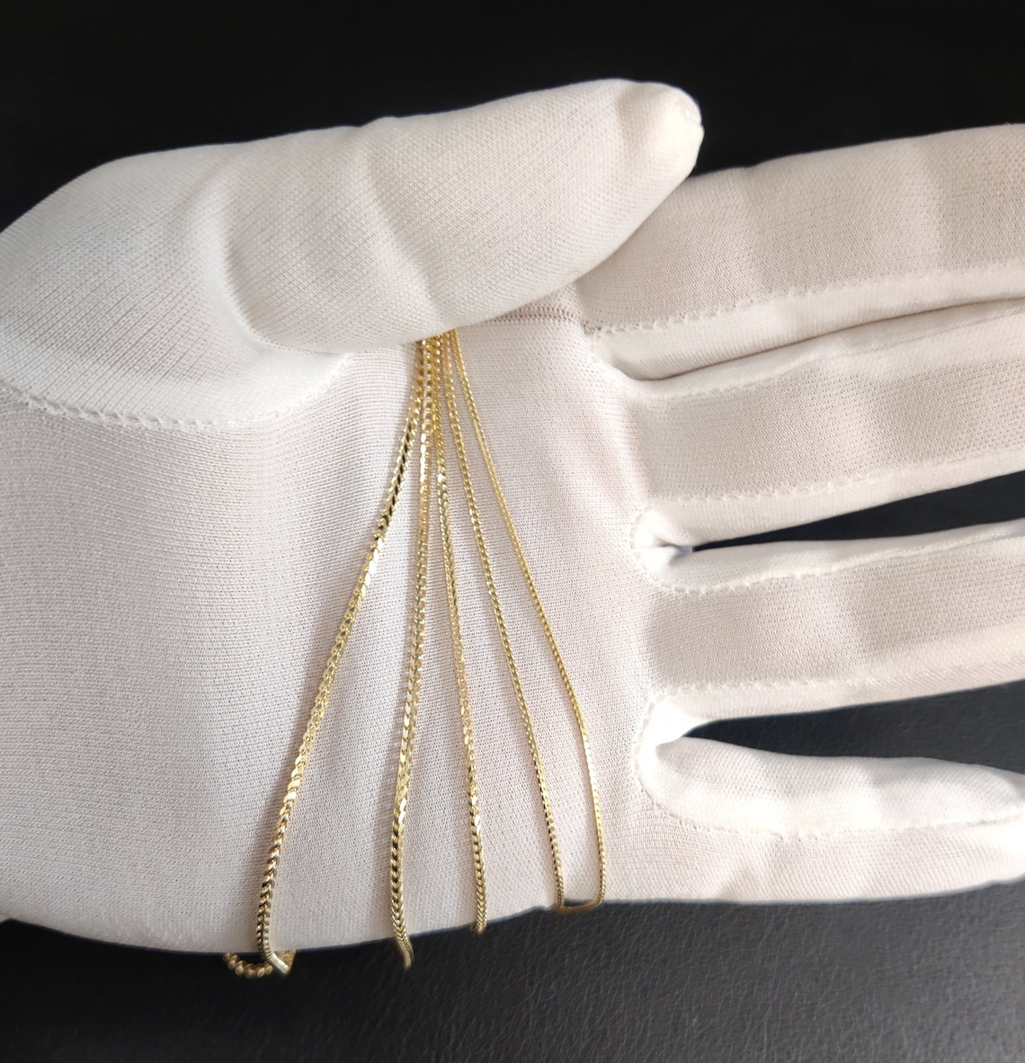 14K Real SOLID Gold Franco Chain Dainty Necklace , 16"-24" Inch, 1mm ...