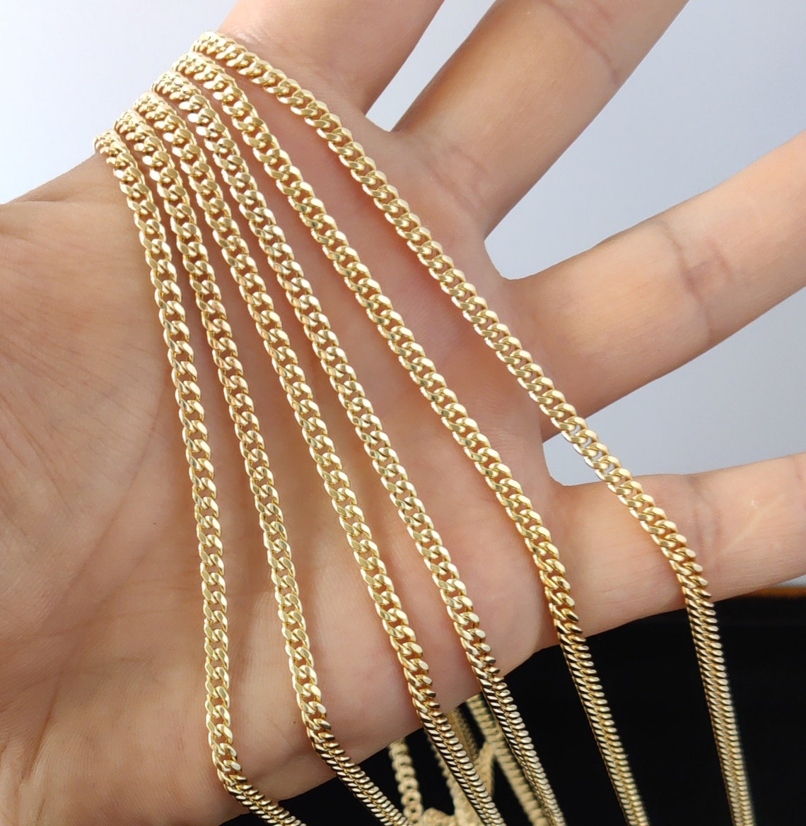 10k Real Gold Miami Cuban Link Chain Necklace and Bracelet 3.8 Mm Real ...