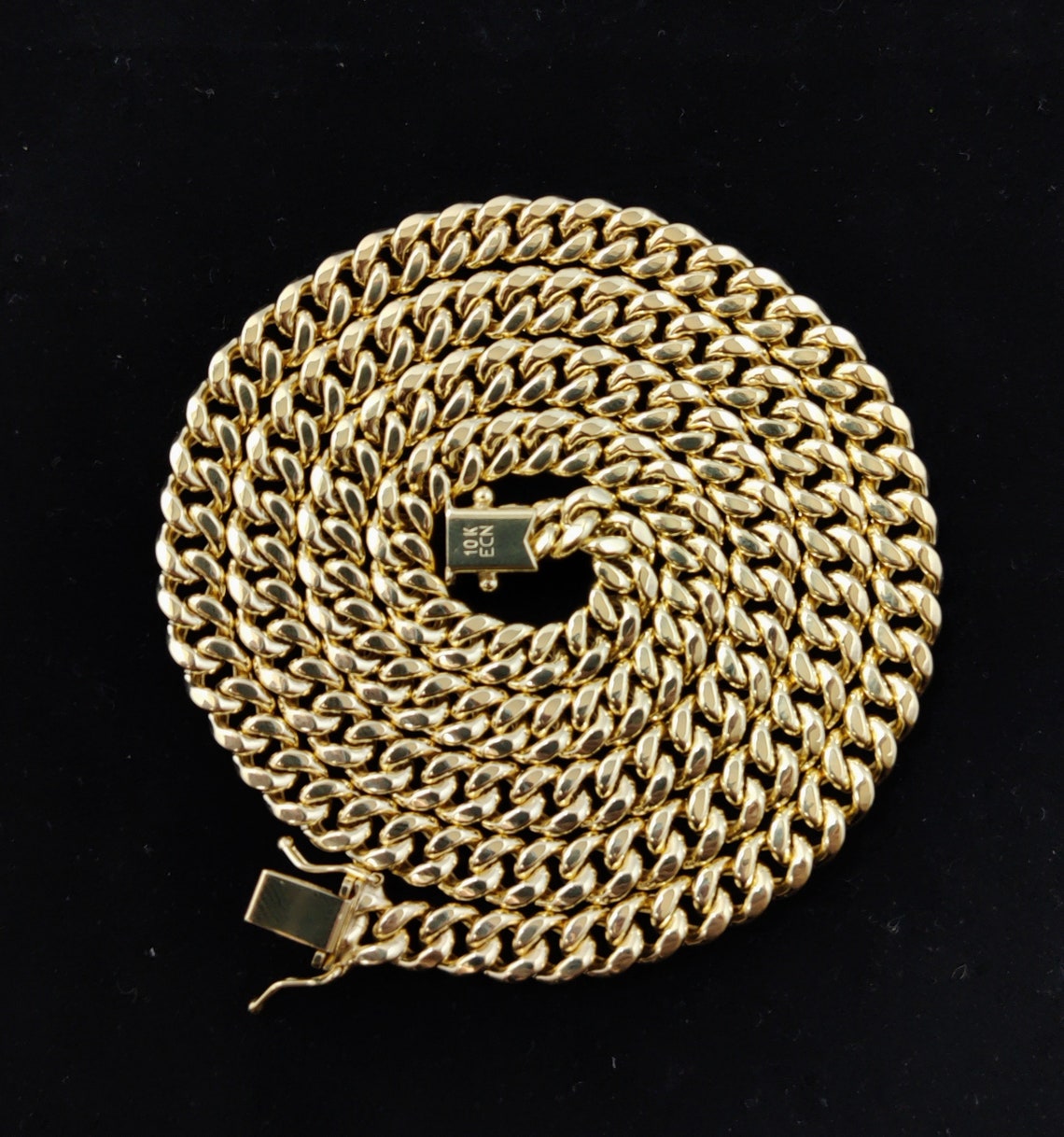 10k Real Gold Miami Cuban Link Chain Necklace and Bracelet 6.7mm Real ...