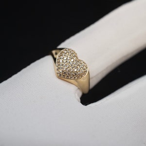14k Real Solid Gold Heart Ring, 14k Solid Gold Women Heart Ring, Heart ...