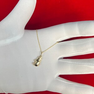 14k Real Gold Boxing Glove Pendant Necklace, With 14k Solid Gold 1mm Cable Chain, Boxing Glove ...