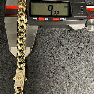 14k Real Gold Miami Cuban Link Chain With Zirconia Box Lock Necklace ...