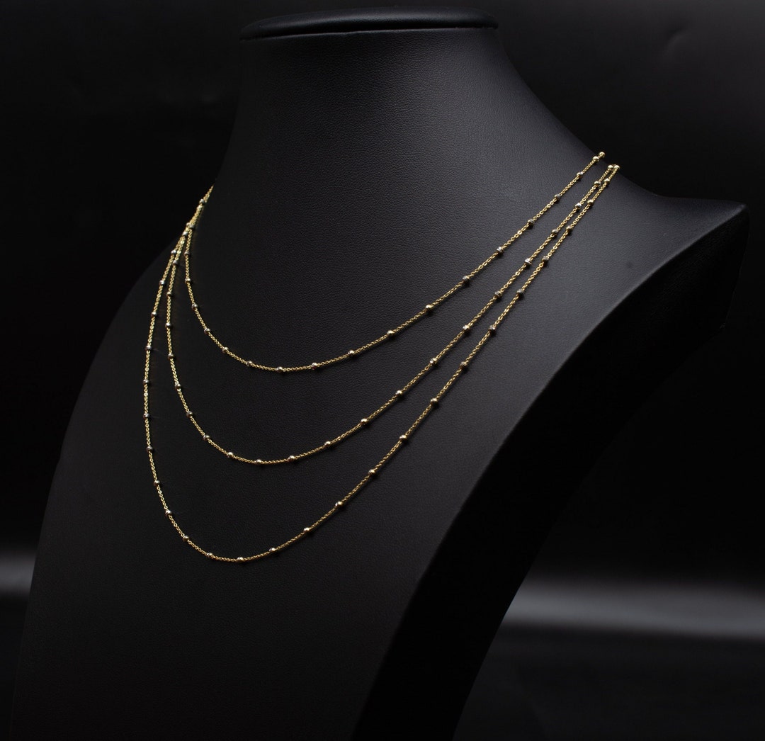 14K SOLID Gold Diamond Cut Moon Cable Chain Necklace, 14K Diamond Cut ...