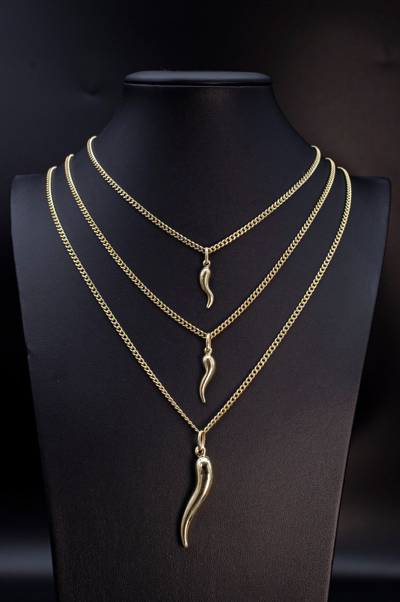 10k Real Gold Cornicello Italian Horn Pendant Protection - Etsy