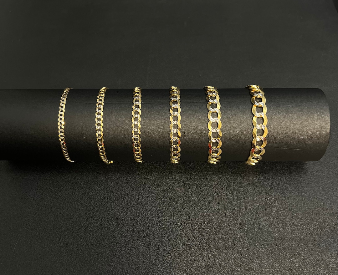 14K Real SOLID Gold Pave Cuban Curb Link Bracelet, SOLID Cuban Curb ...