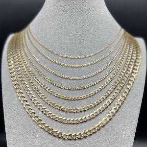 10K Real SOLID Gold Pave Cuban Curb Link Chain, SOLID Cuban Curb Chain ...