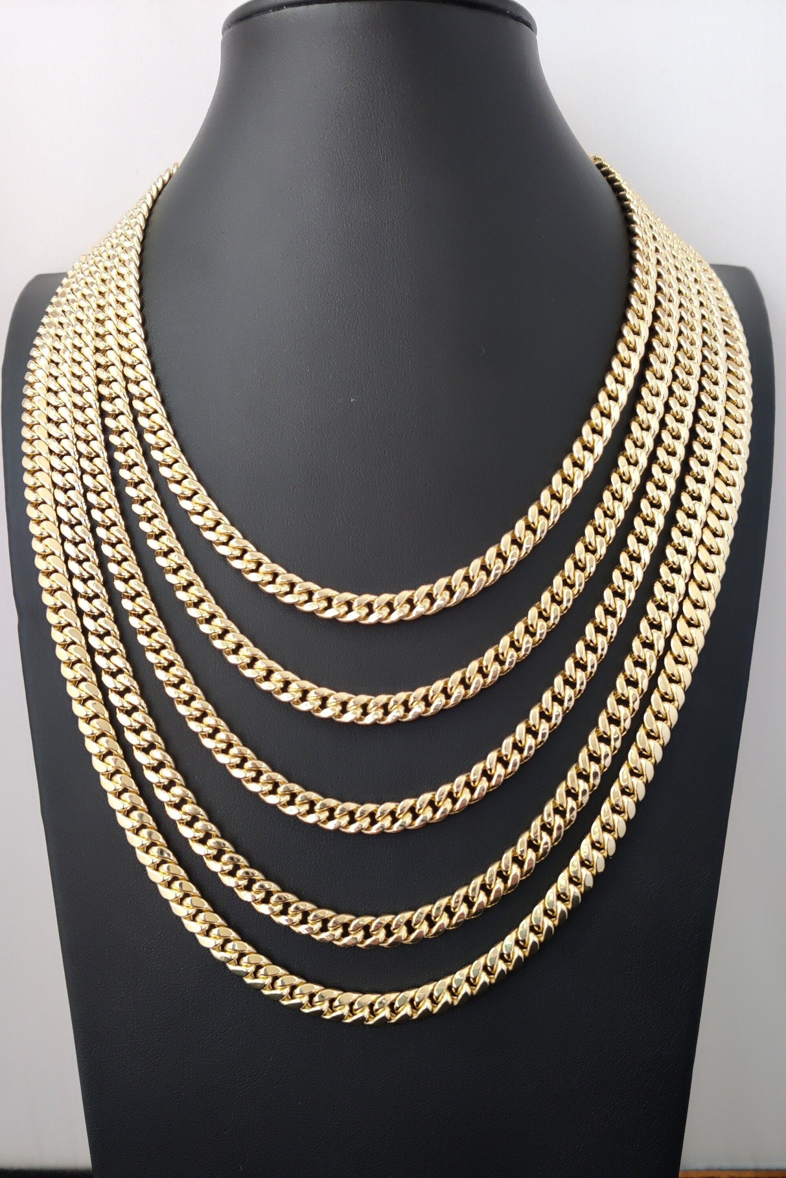 10k Real Gold Miami Cuban Link Chain Necklace and Bracelet 6.7mm Real ...