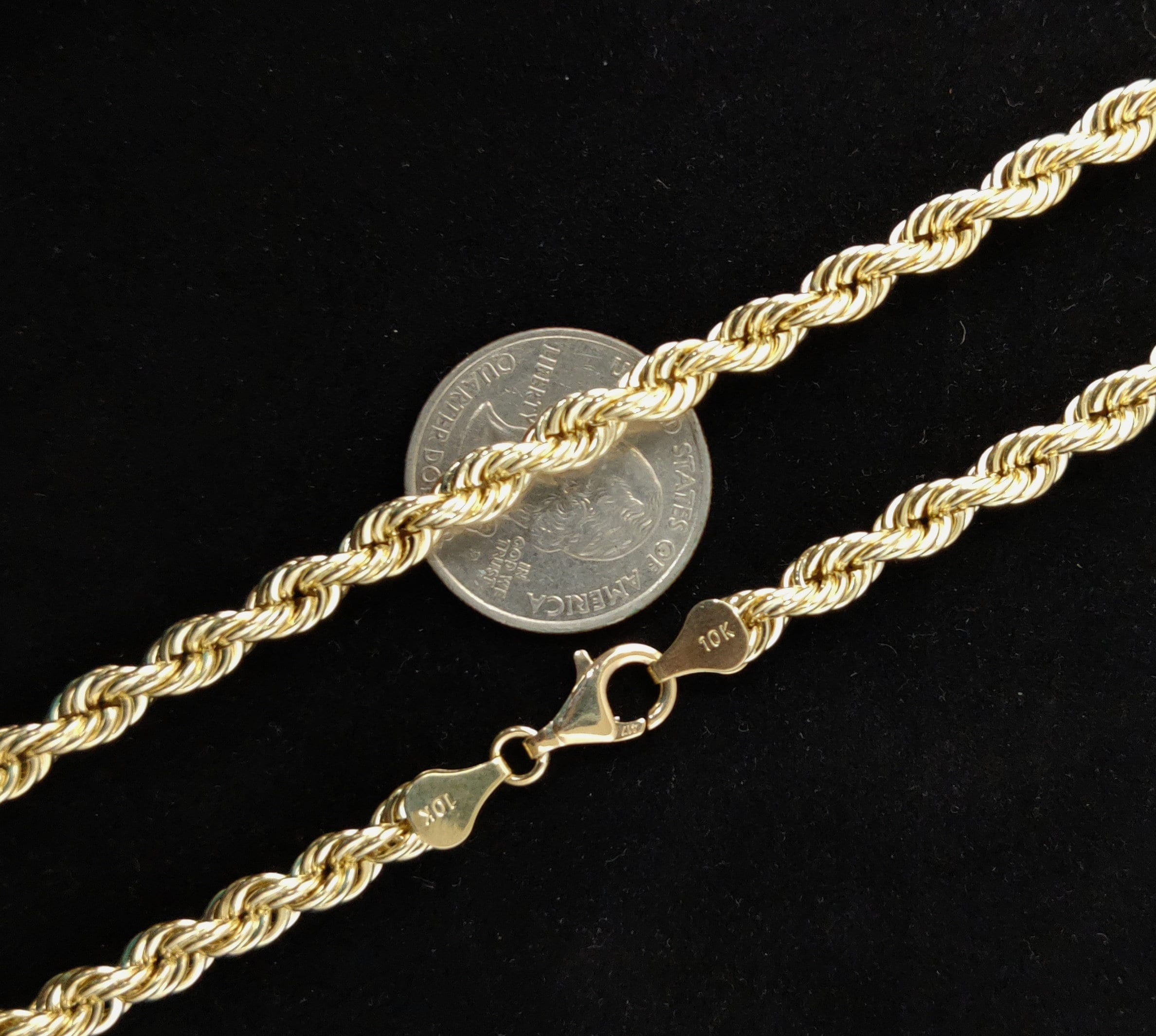 10K Gold Rope Chain Gold Rope Chain Necklace 6mm 20-26 Inches, 10K Gold ...
