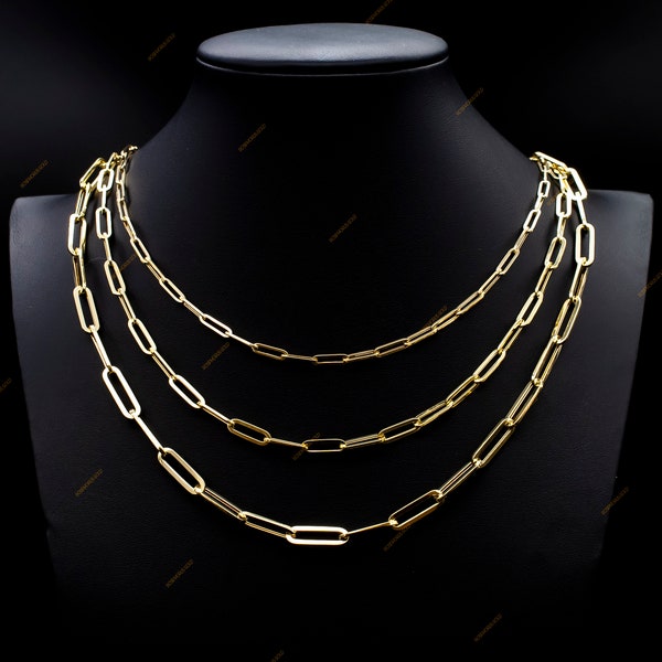 Solid Gold Paperclip Necklace - Etsy