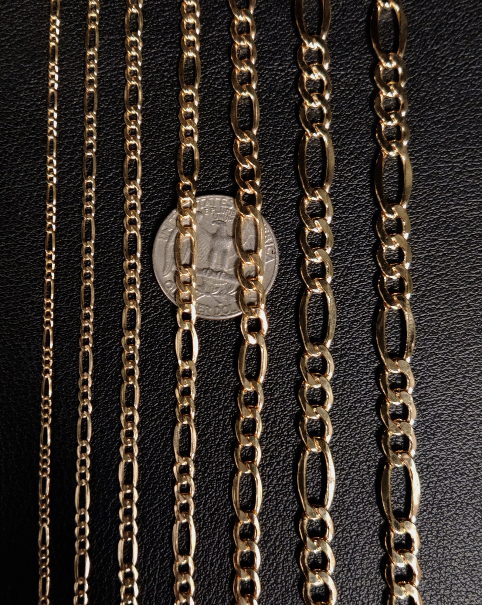 14K Yellow Gold Figaro Chain Necklace, 2mm 7.5mm 16 28 Inch, 14k Thick ...