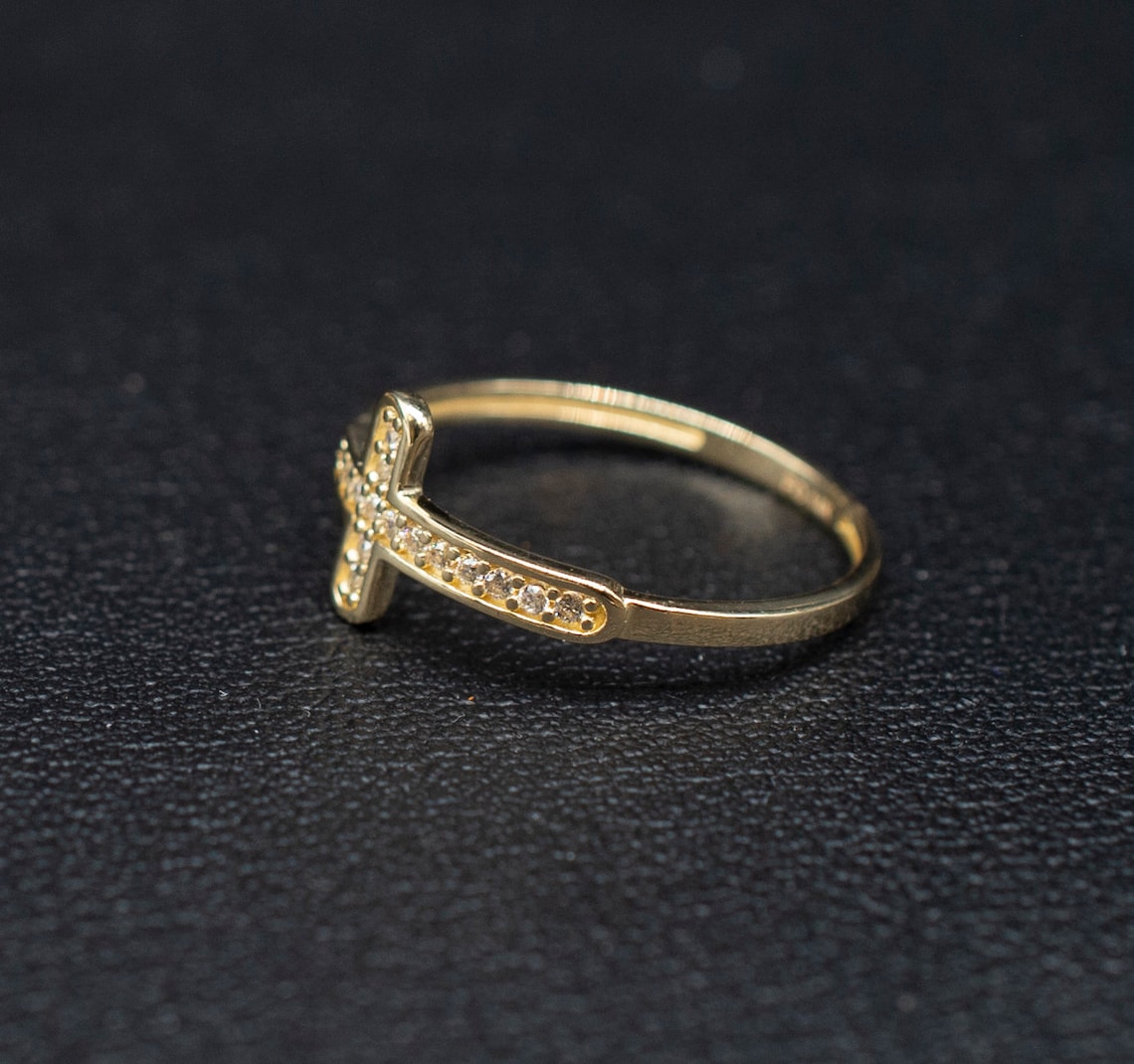 14k Real Solid Yellow Gold Cross Ring 14k Solid Gold Women - Etsy
