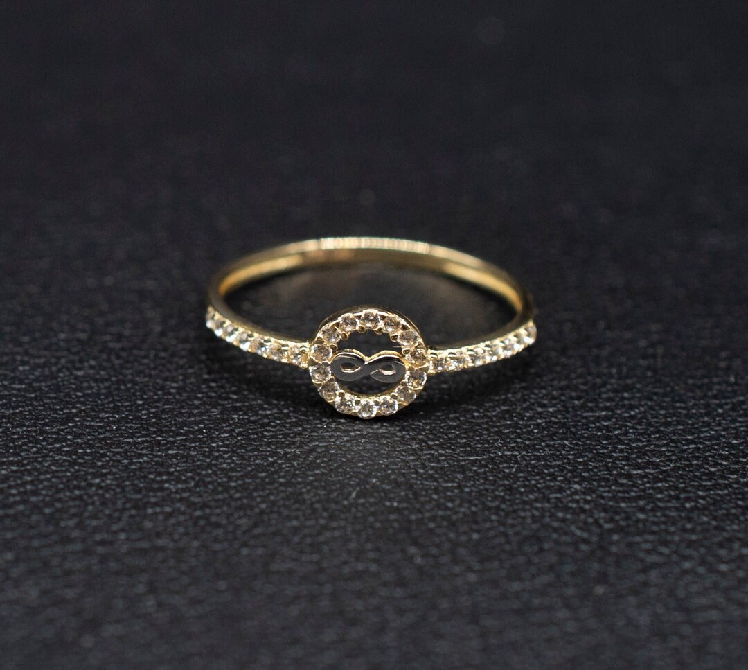 14k Real Solid Yellow Gold Infinity Ring, 14k Solid Gold Women Dainty ...