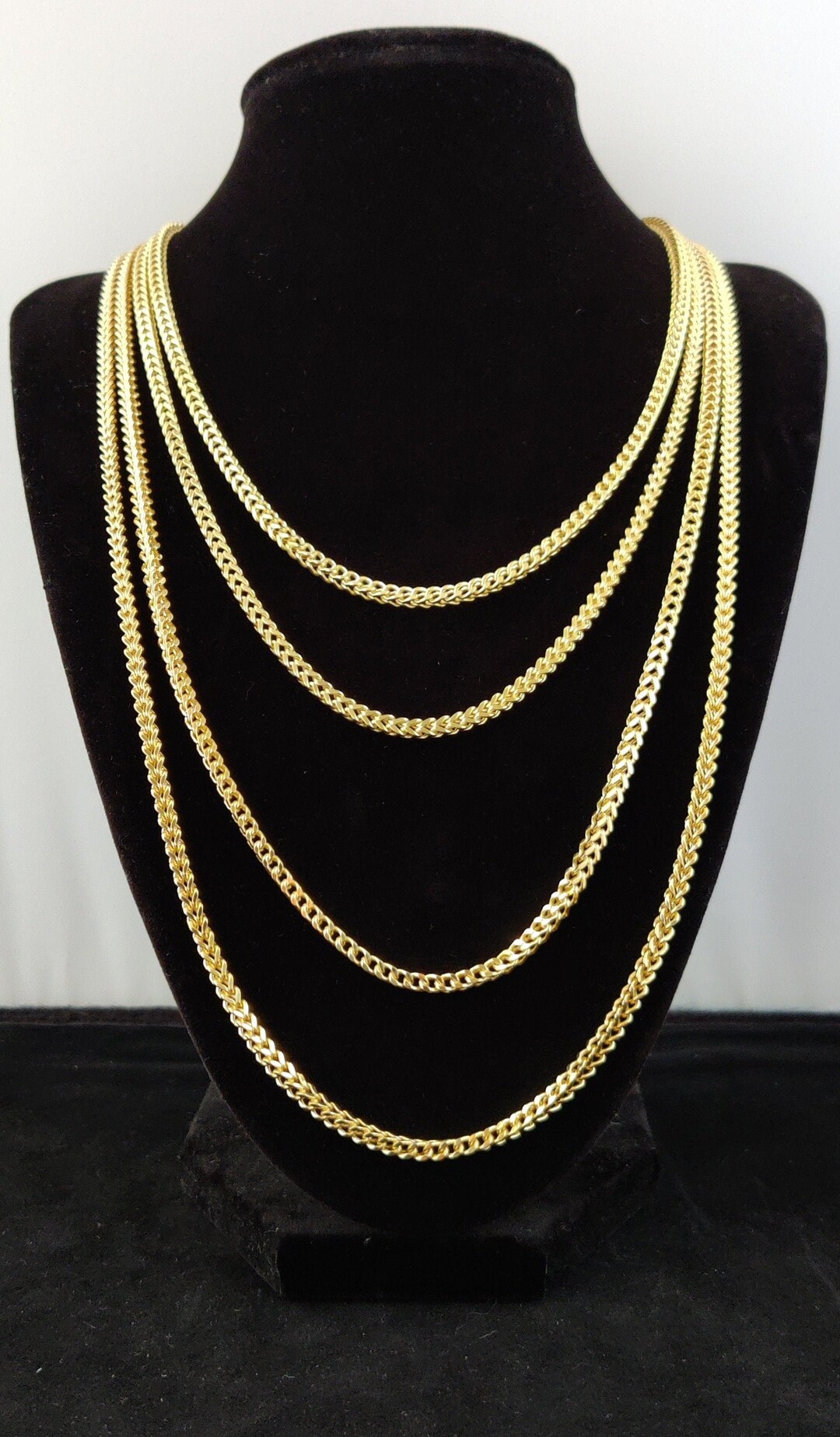 10K Real Semi Solid Gold Franco Chain Necklace, 16"-26" Inch, 3mm Real ...