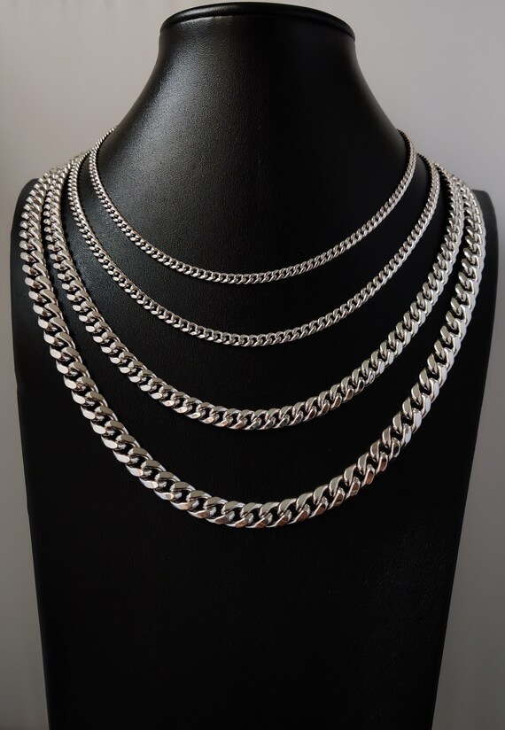 10k Real White Gold Miami Cuban Link Chain - Etsy