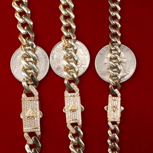 14k Real Gold Miami Cuban Link Chain With Zirconia Box Lock Necklace ...