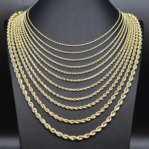 14K Gold Rope Chain Gold Rope Chain Necklace 2mm 2.3mm 2.5mm 3mm 3.5mm ...