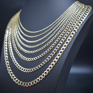 14K Real SOLID Gold Pave Cuban Curb Link Chain, SOLID Cuban Curb Chain,14k SOLID Two Tone Gold ...