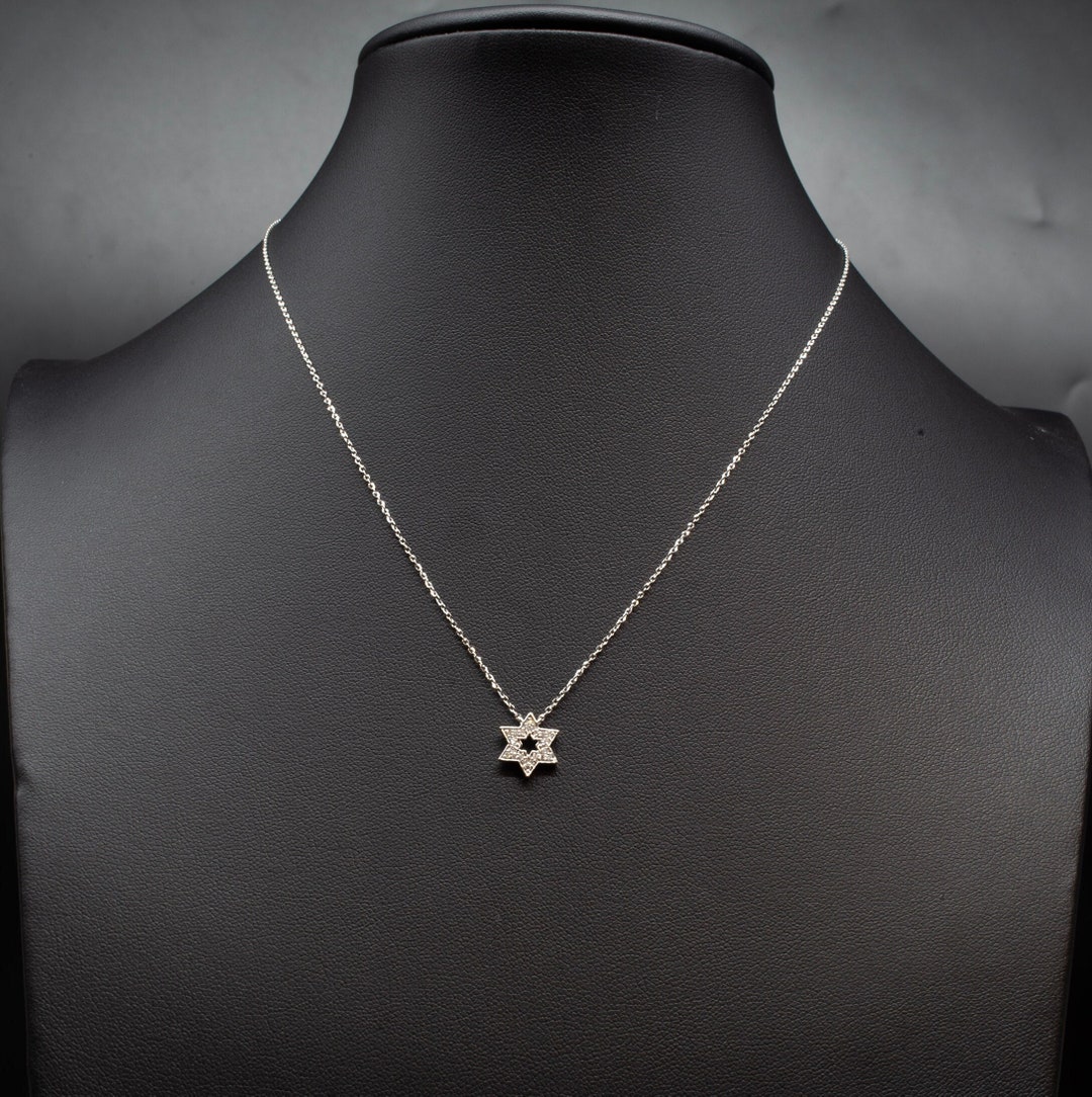 Diamond White Gold Star Necklace,14k White Gold Diamond Necklace, 14K ...