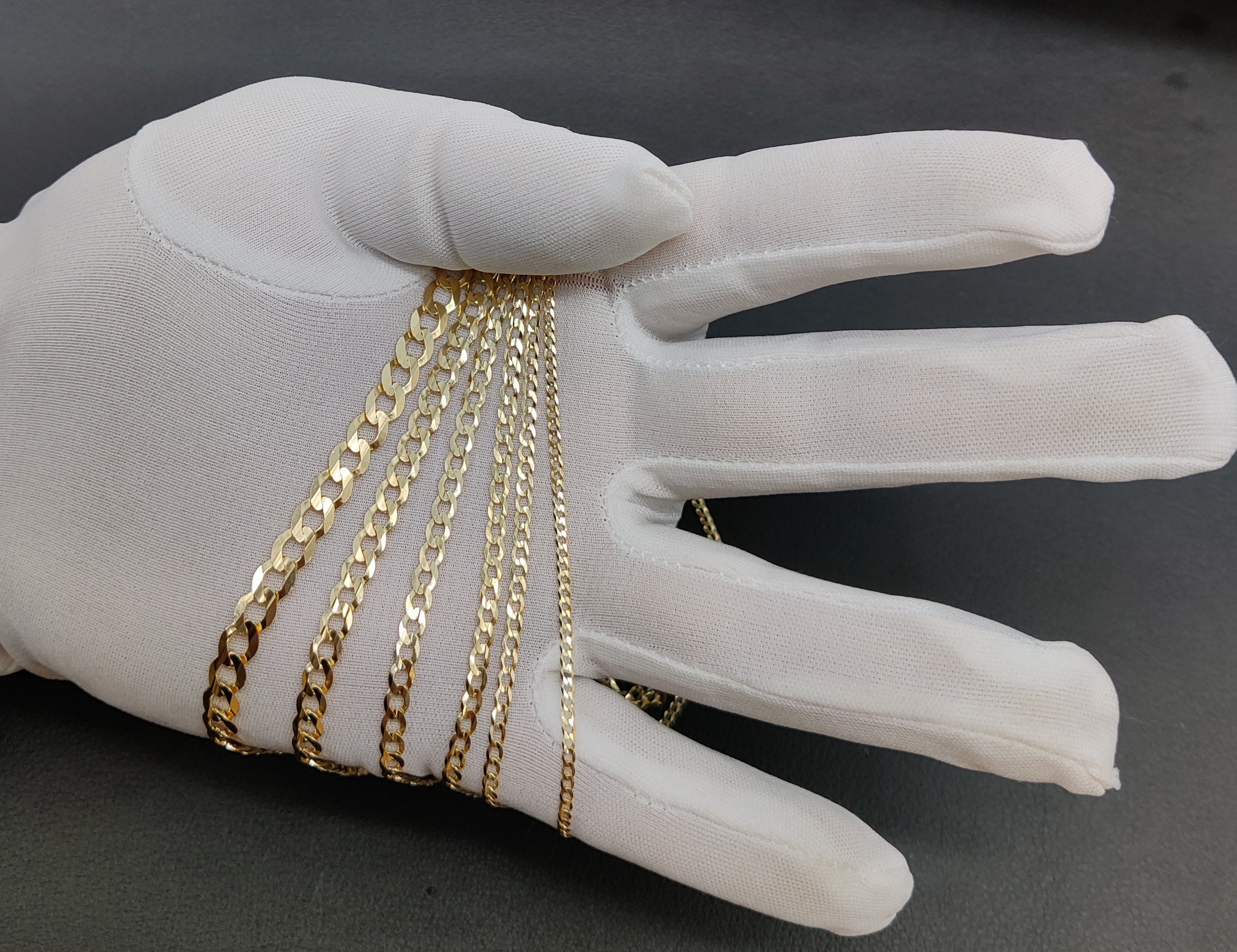 10K Real SOLID Gold Cuban Curb Link Chain, 2mm-5.8mm SOLID Cuban Curb ...