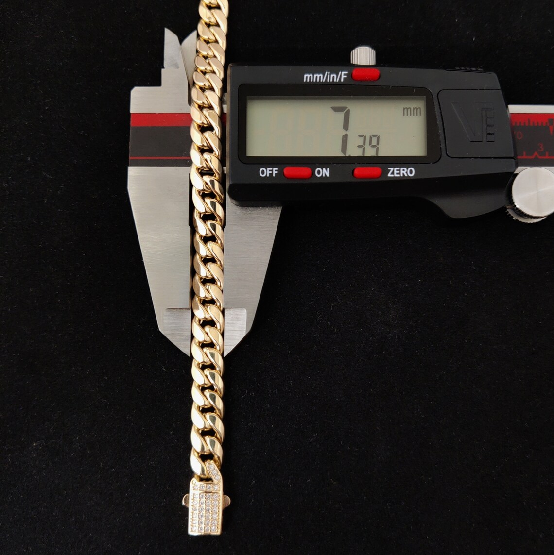 14k Yellow Gold Miami Cuban Chain Bracelet Zirconia Box Lock - Etsy