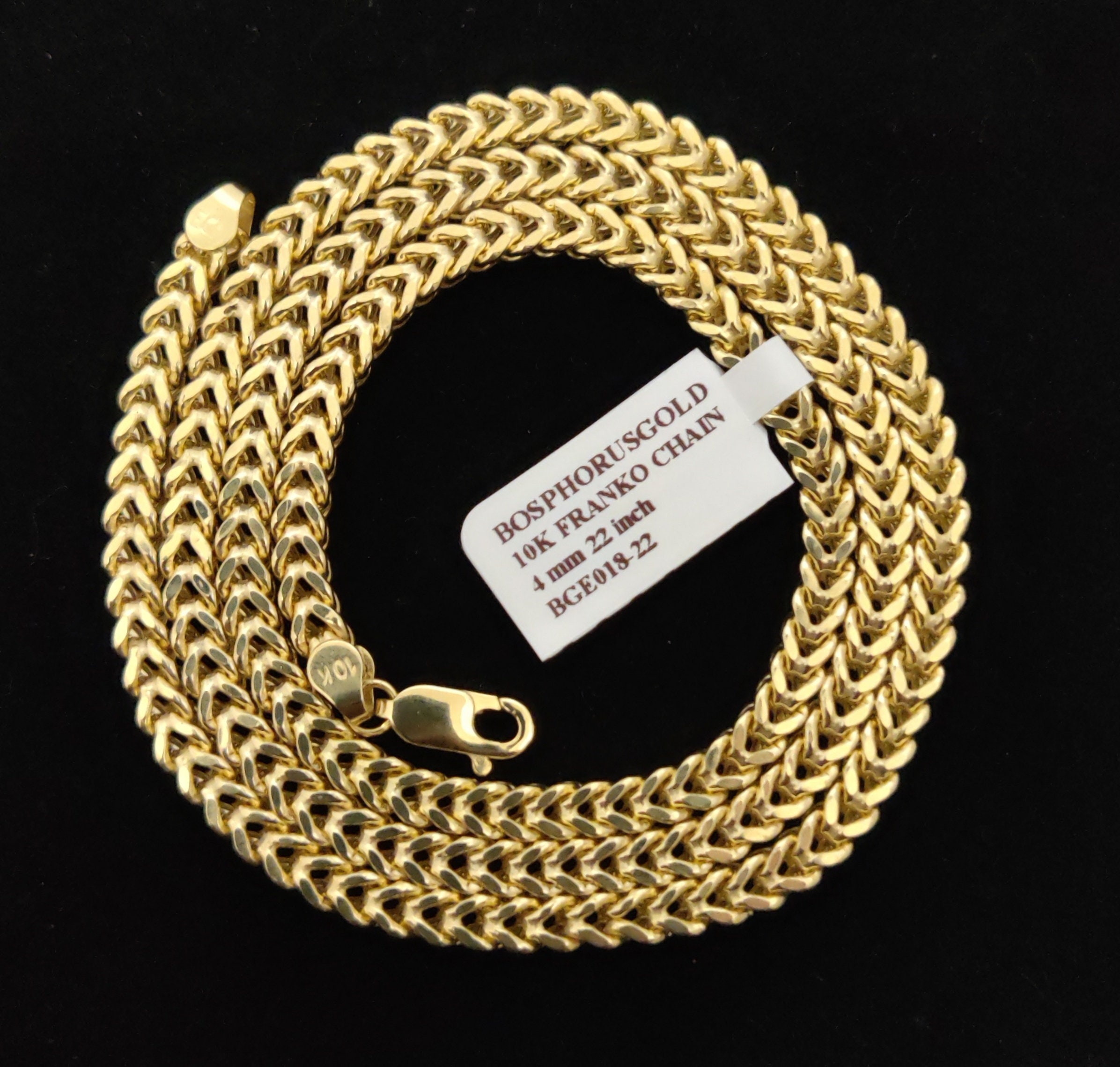 10K Real Semi Solid Gold Franco Chain Necklace, 22 Inch Franco Chain ...