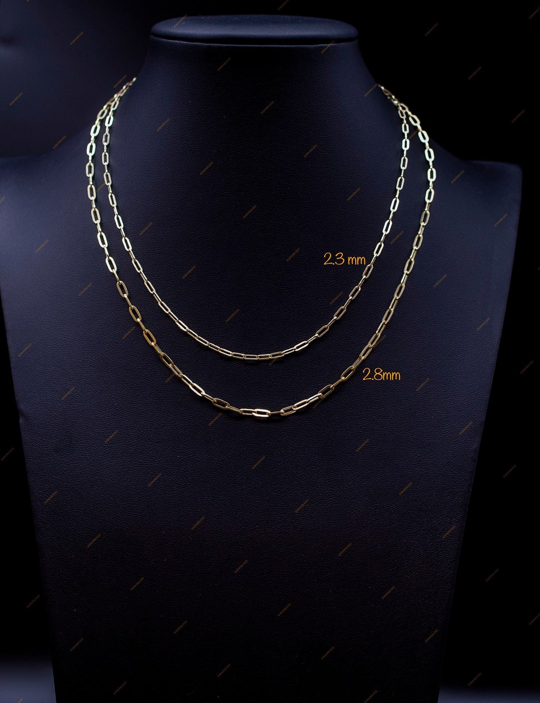 14k Yellow Gold Fancy Paperclip Chain Necklace, Dainty Paperclips ...