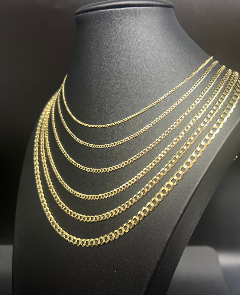 10K Real SOLID Gold Cuban Curb Link Chain, 2mm-5.8mm SOLID Cuban Curb ...