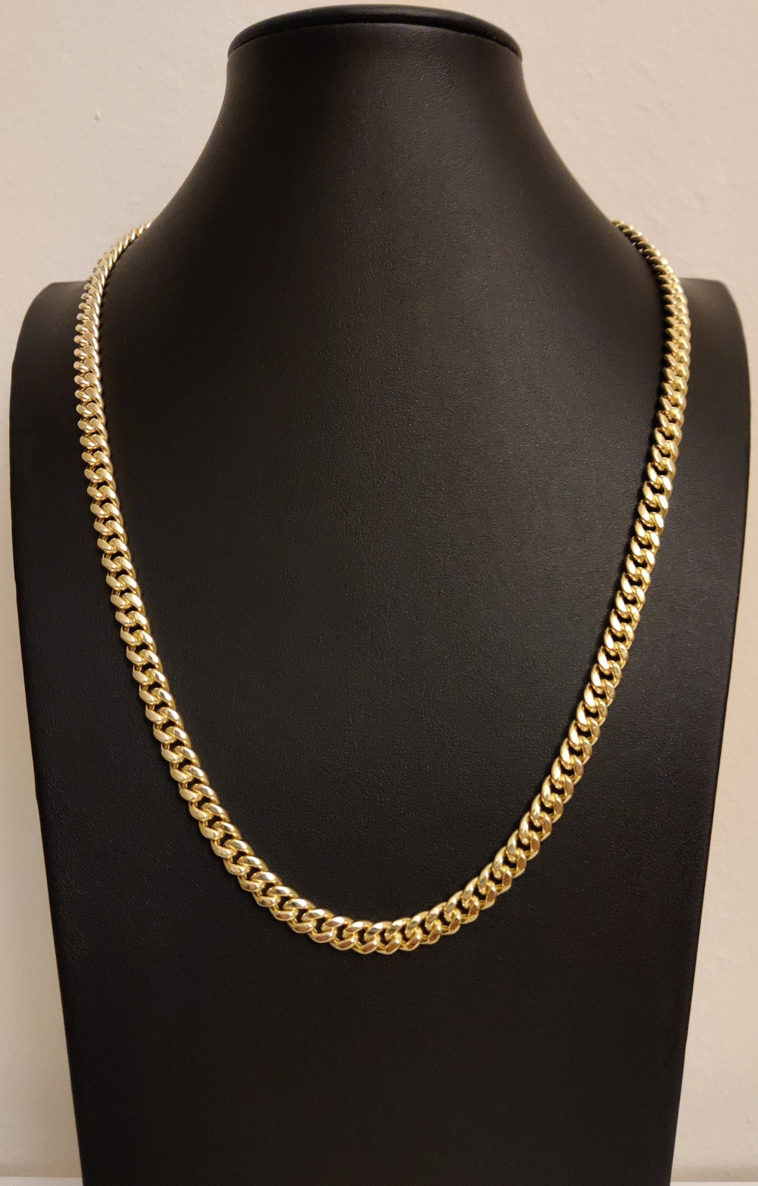 14k Real Gold Miami Cuban Link Chain Necklace 6.8mm 24 Inches Real 14K ...
