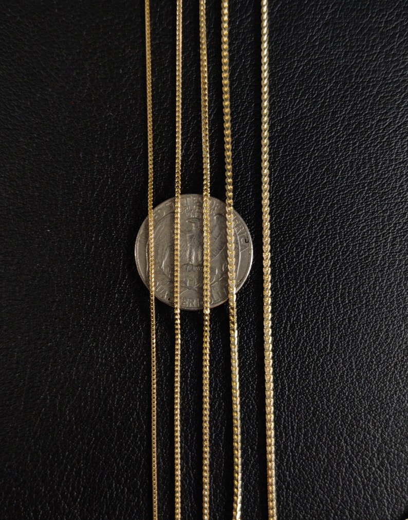 14K Real SOLID Gold Franco Chain Dainty Necklace , 16"-24" Inch, 1mm ...