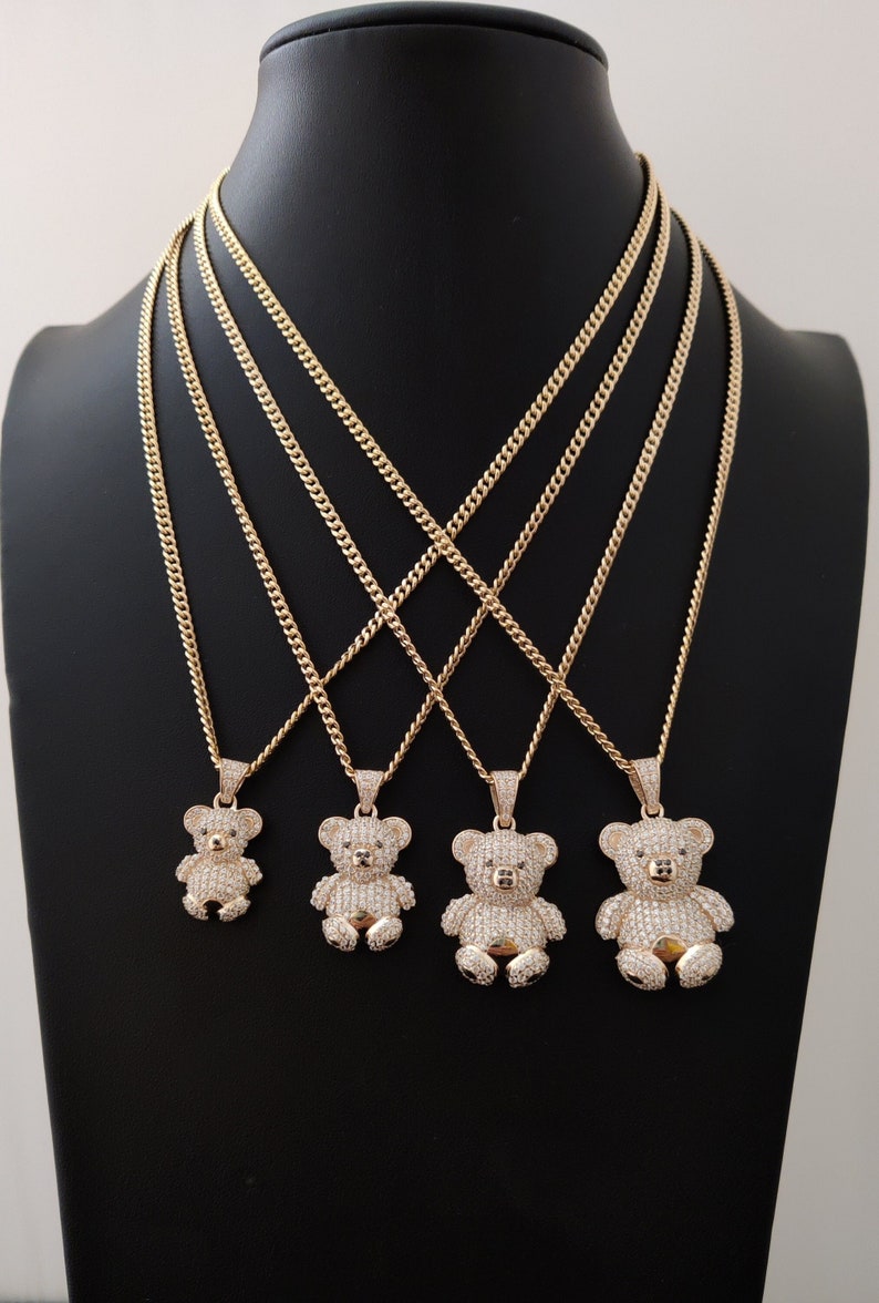 10k Real Gold Pendants Necklace10k Real Gold Teddy Bear - Etsy