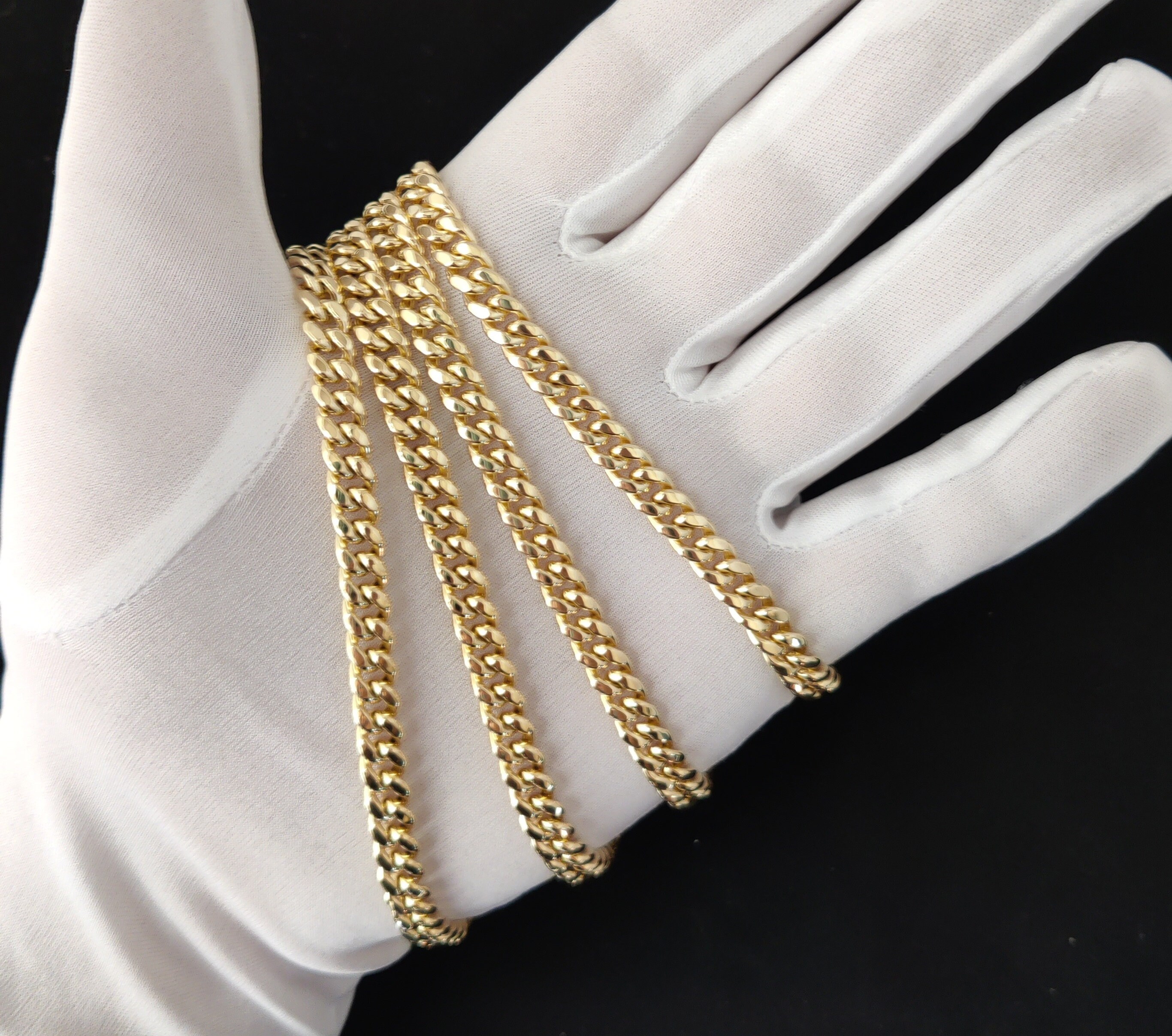 10k Real Gold Miami Cuban Link Chain Necklace and Bracelet 6.7mm Real ...
